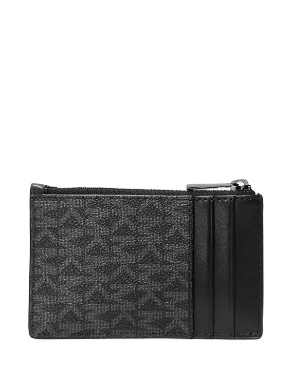 Michael Kors Monogram-pattern Notched Cardholder - Black