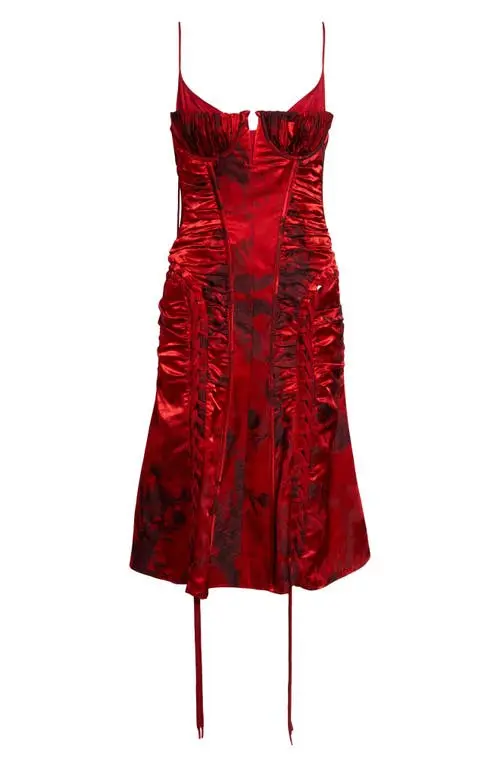 Alexander McQueen Floral Jacquard Corset Knee-length Dress - Red-black