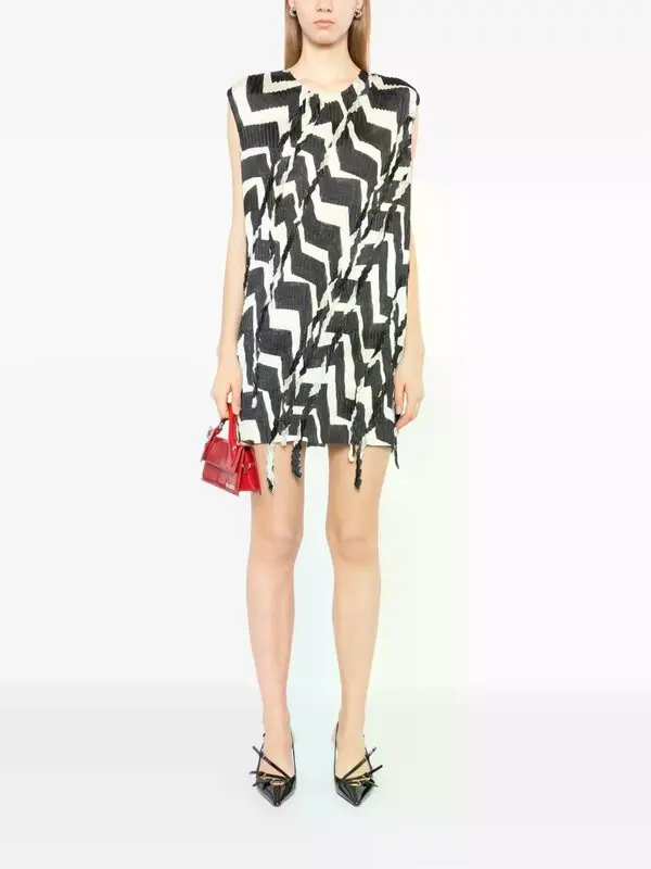 JNBY Zigzag-print Mini Dress - Black