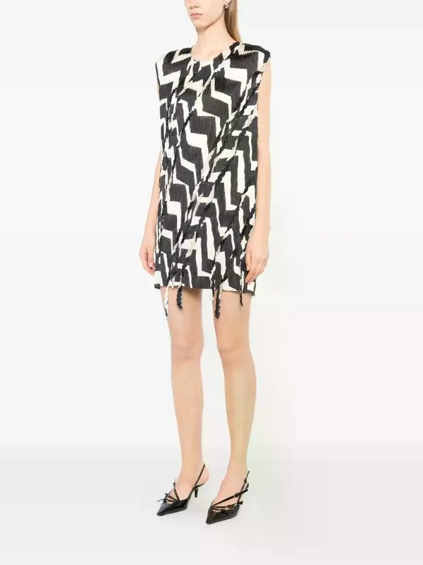 JNBY Zigzag-print Mini Dress - Black