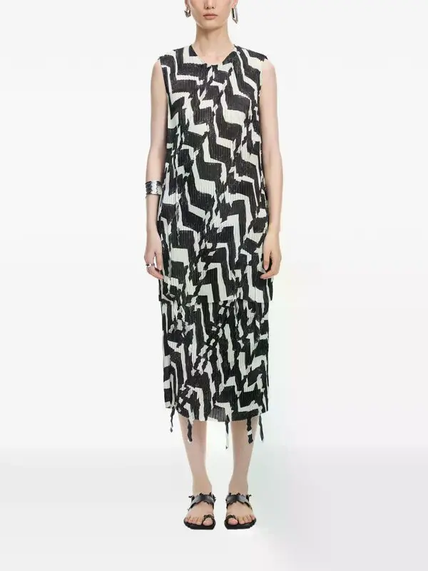 JNBY Zigzag-print Mini Dress - Black