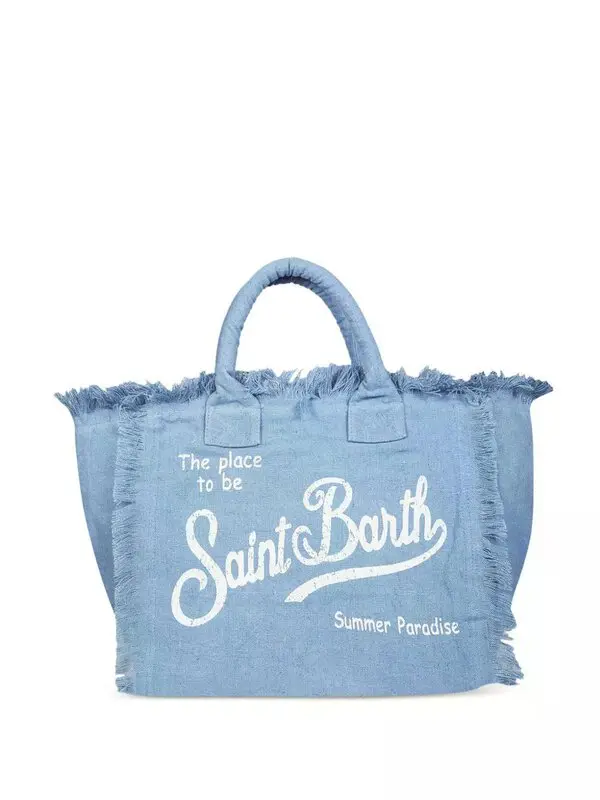 MC2 SAINT BARTH Vanity Frayed-edge Tote Bag - Blue