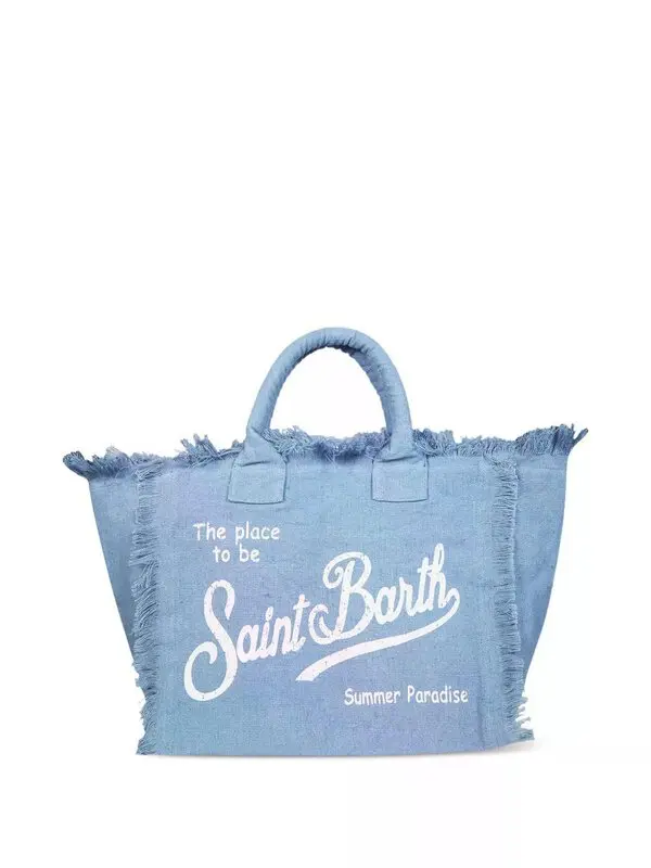 MC2 SAINT BARTH Vanity Frayed-edge Tote Bag - Blue