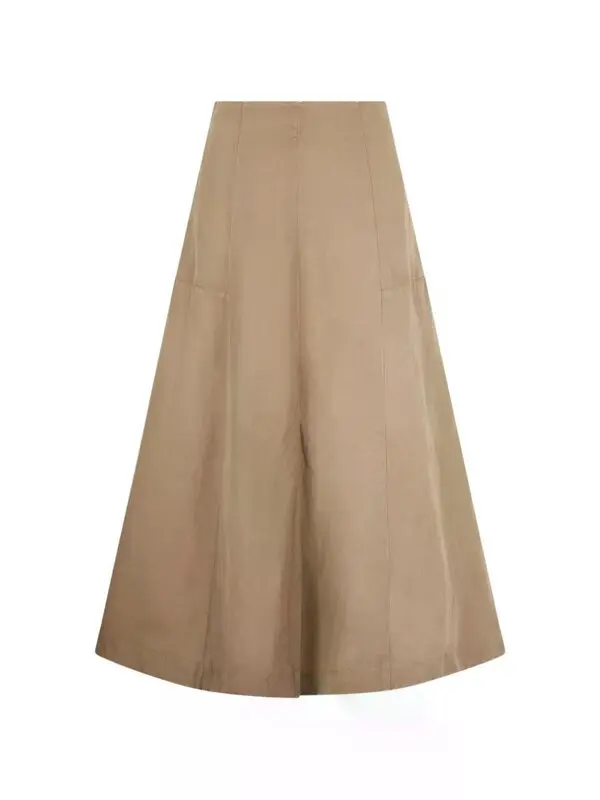 120% Lino Panelled Midi Skirt - Neutrals