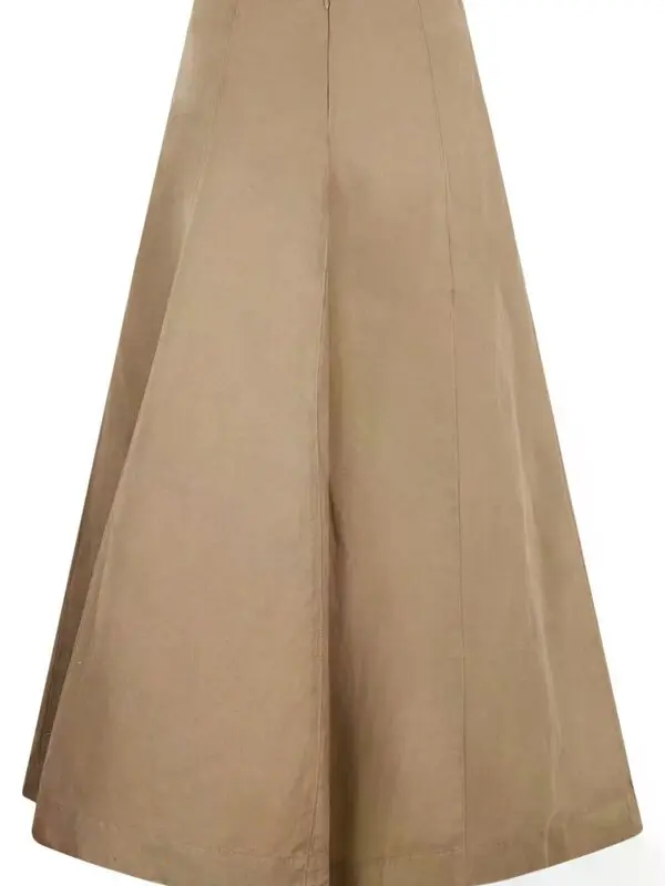 120% Lino Panelled Midi Skirt - Neutrals