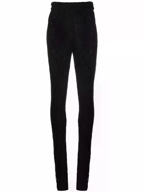 Philipp Plein Cashmere Crystal Cable-knit Trousers