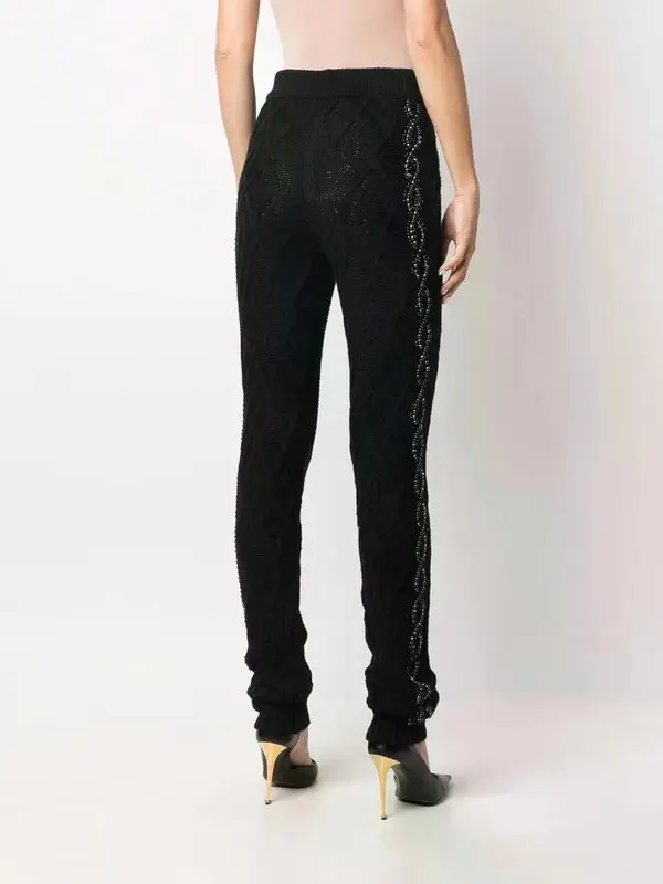 Philipp Plein Cashmere Crystal Cable-knit Trousers