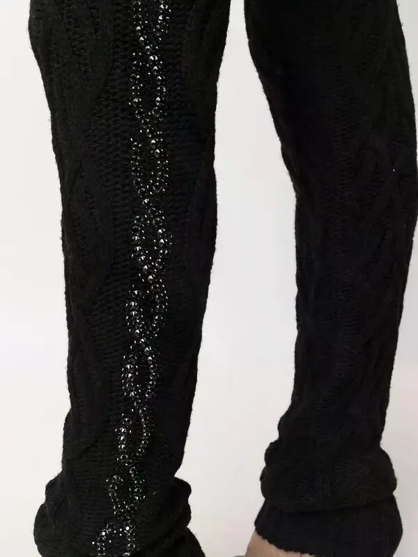 Philipp Plein Cashmere Crystal Cable-knit Trousers