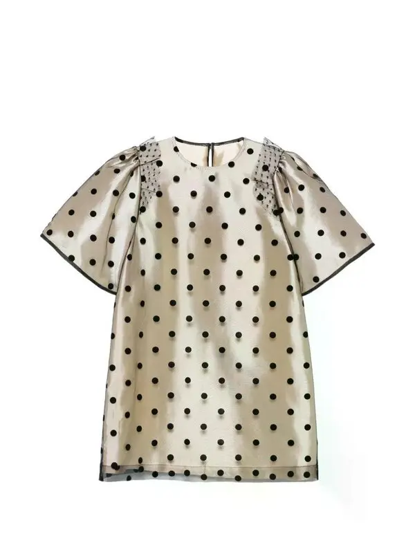 PARLOR Polka-dot Puff-sleeve Mini Dress