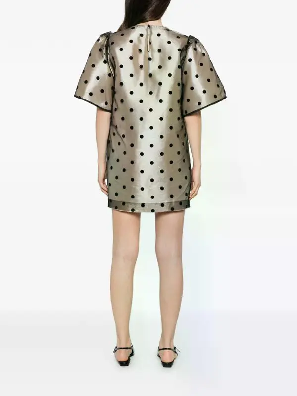 PARLOR Polka-dot Puff-sleeve Mini Dress