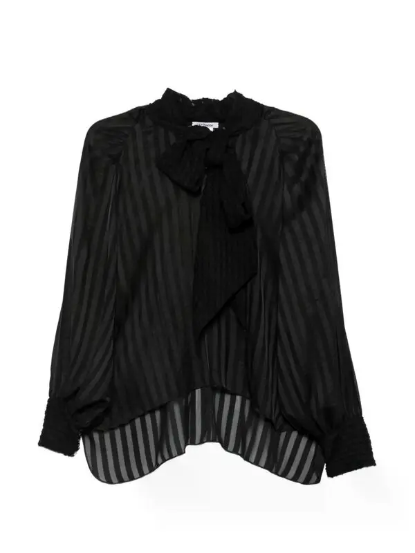 PARLOR Striped Pussy-bow Blouse