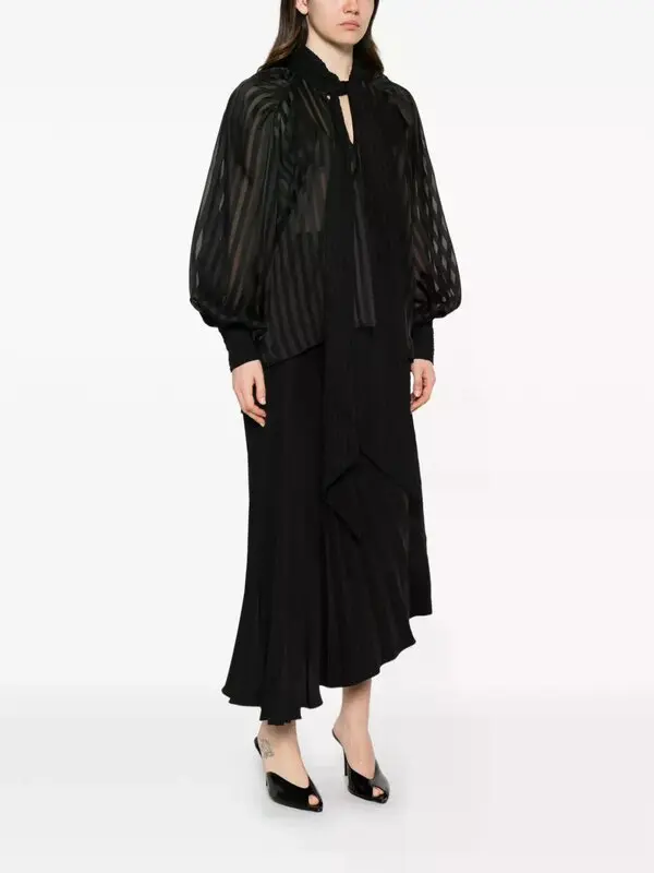 PARLOR Striped Pussy-bow Blouse