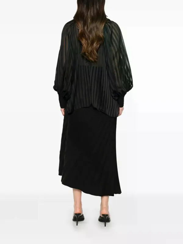 PARLOR Striped Pussy-bow Blouse