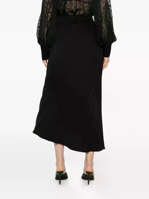 PARLOR Pleated Asymmetric Skirt - Black