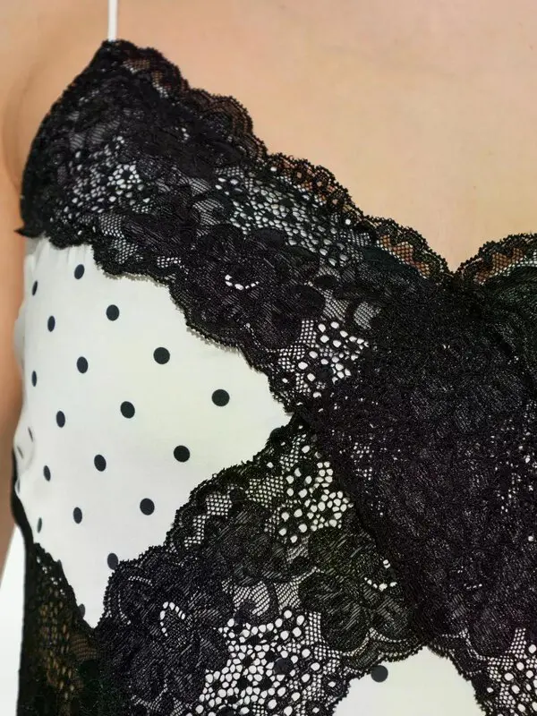 SELF-PORTRAIT Lace-trimmed Polka-dot Maxi Dress