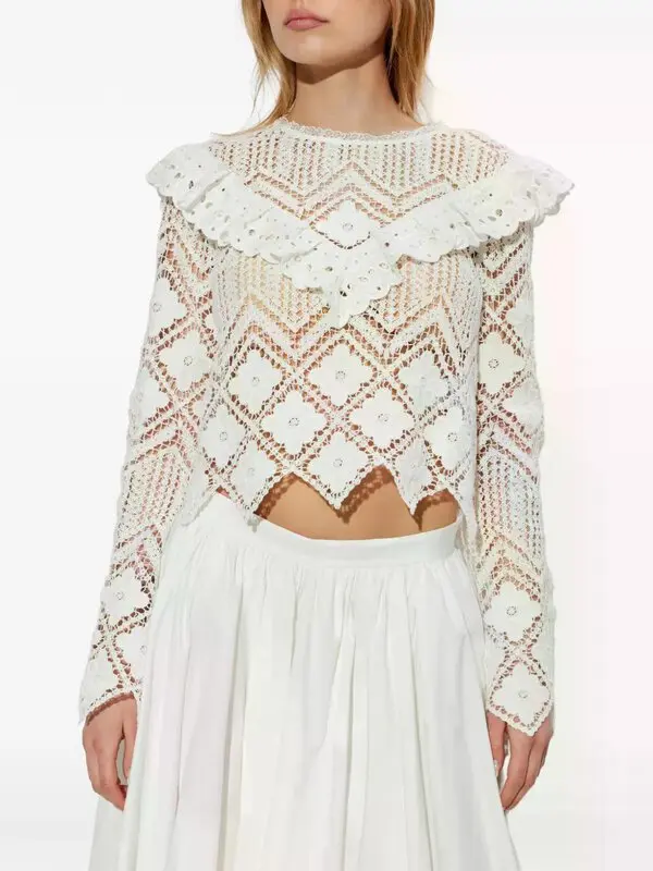 SELF-PORTRAIT Guipure-lace Ruffled Top