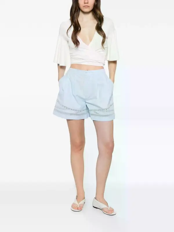 Ermanno Scervino Cotton Lace-trimmed Shorts - Blue