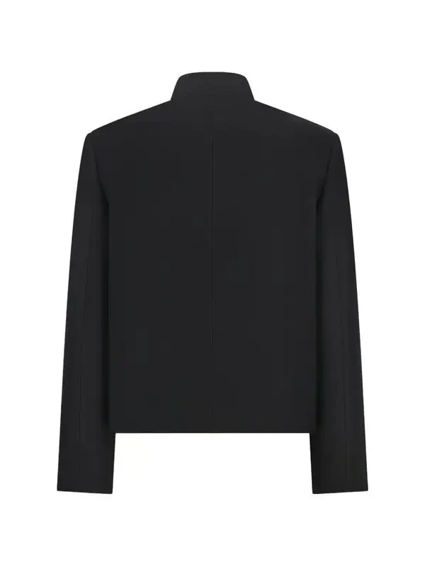 JIL SANDER Mandarin-collar Wool Jacket - Black