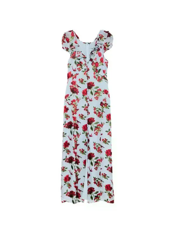 Alice + Olivia X Stacey Bendet Tara Floral-print Ruffled Midi Dress - Blue