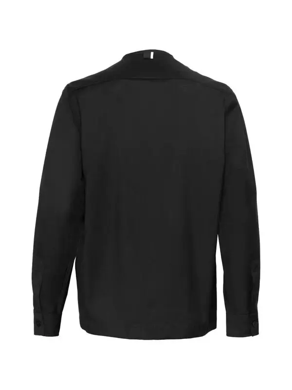 LOW BRAND Collarless Zip-up Jacket - Black