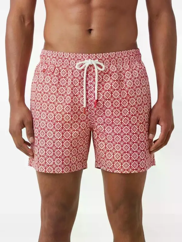 Kiton Floral-print Swim Shorts - Red