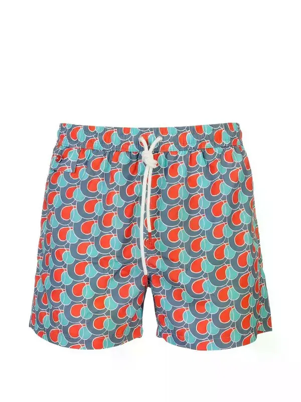 Kiton Geometric-print Swim Shorts - Blue