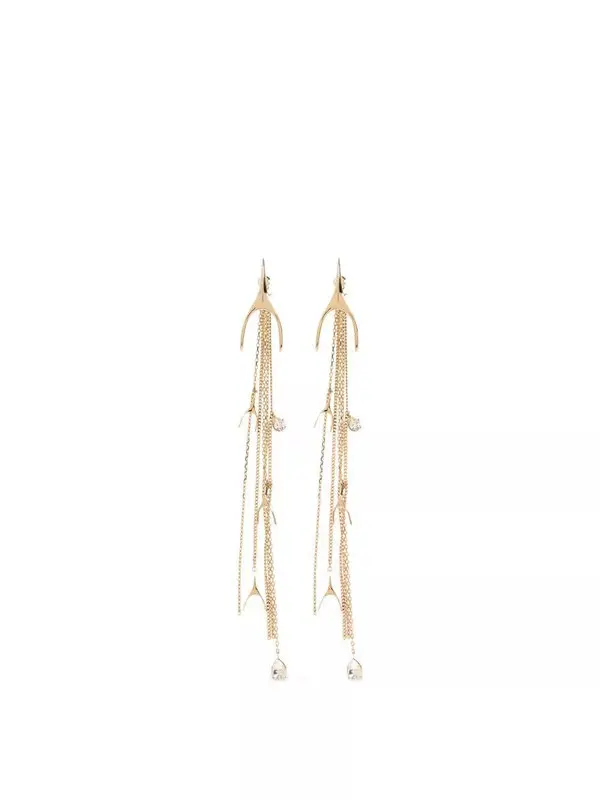 Alexander McQueen Wishbone Crystal-embellished Drop Earrings - Gold