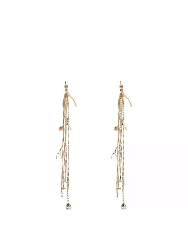 Alexander McQueen Wishbone Crystal-embellished Drop Earrings - Gold