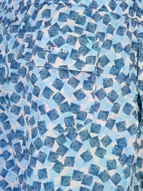 Kiton Geometric-print Swim Shorts - Blue