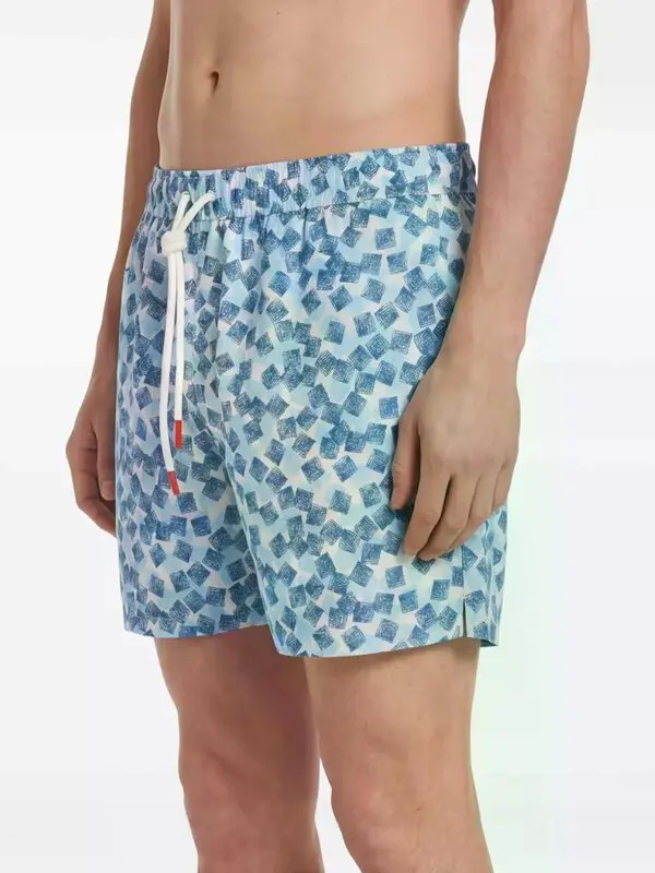 Kiton Geometric-print Swim Shorts