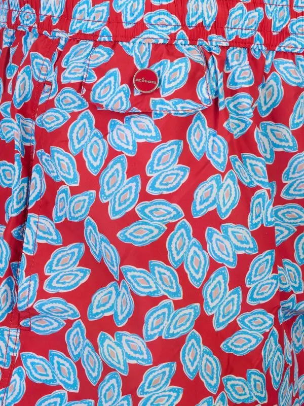 Kiton Geometric-print Drawstring Swim Shorts - Red
