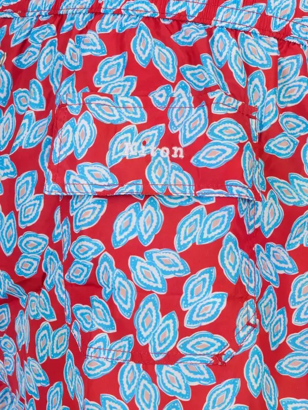 Kiton Geometric-print Drawstring Swim Shorts - Red