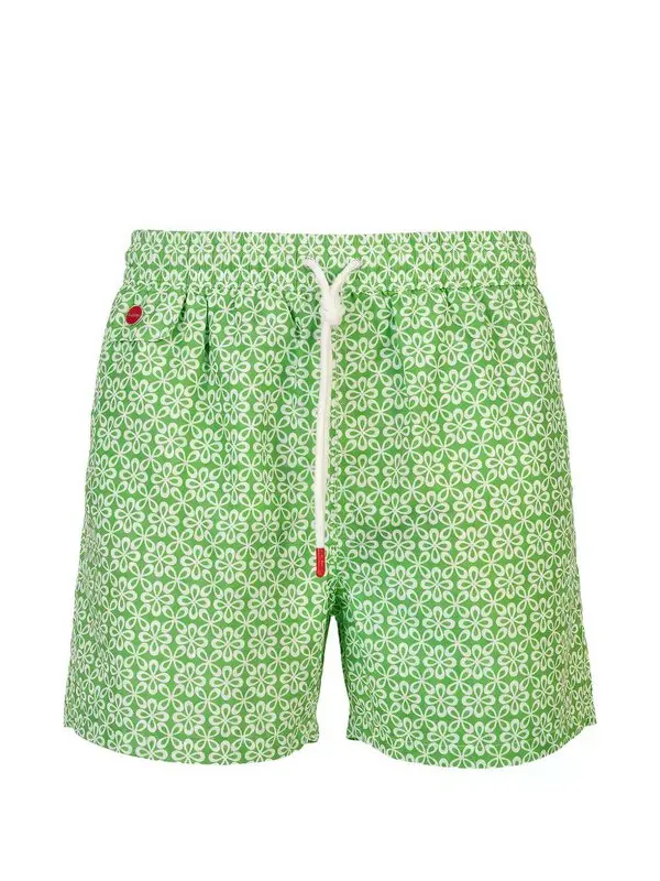 Kiton Floral-print Swim Shorts - Green