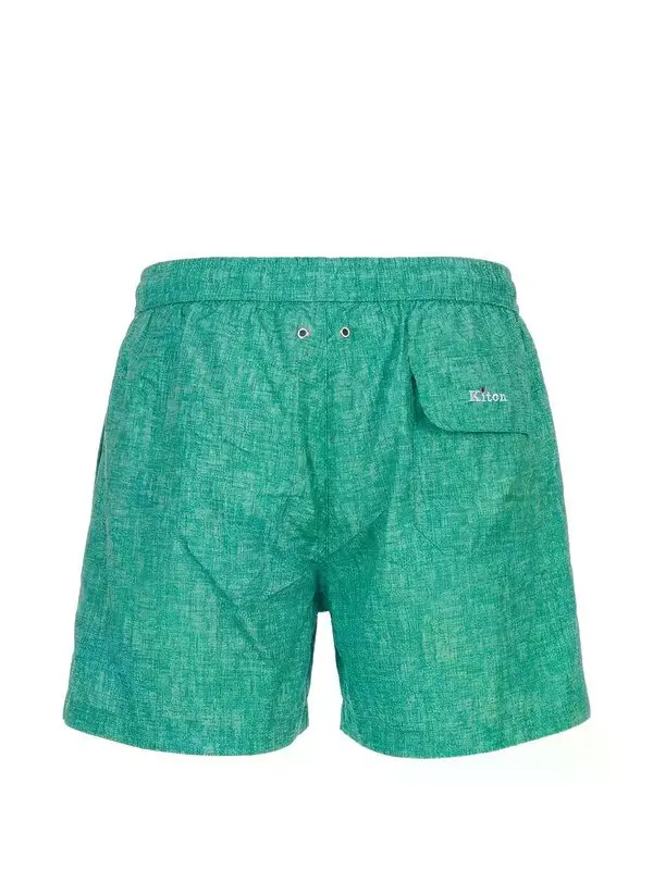Kiton Crosshatch Texture Drawstring Swim Shorts - Green