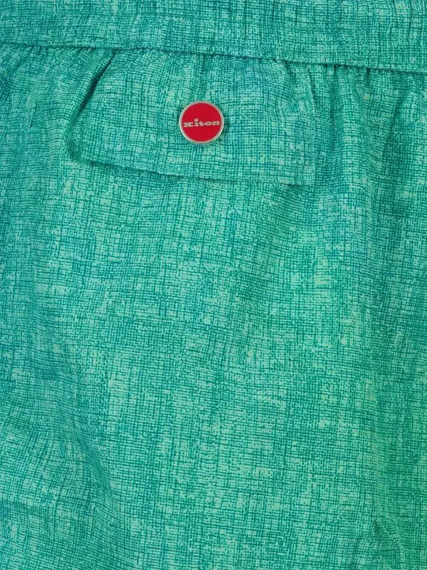 Kiton Crosshatch Texture Drawstring Swim Shorts - Green