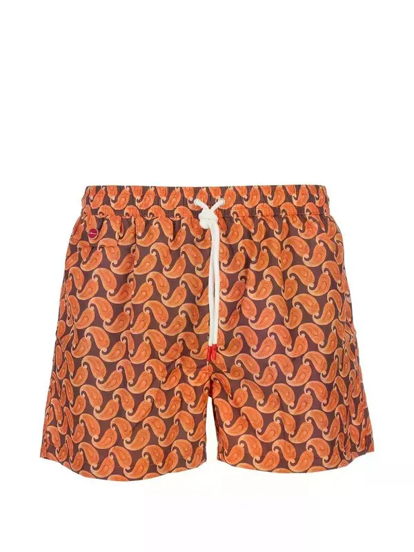 Kiton Paisley-print Swim Shorts - Brown