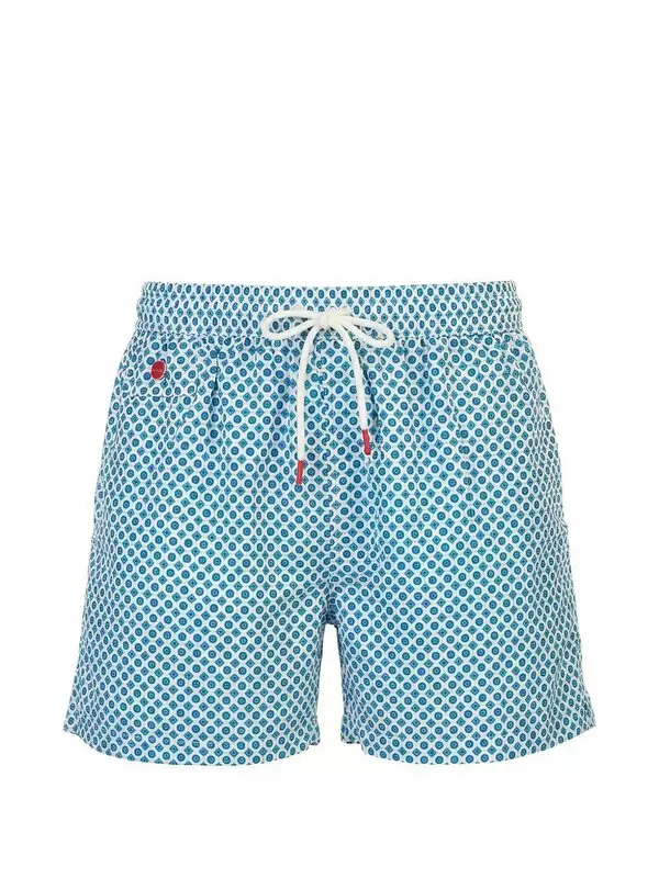 Kiton Geometric-print Swim Shorts - White