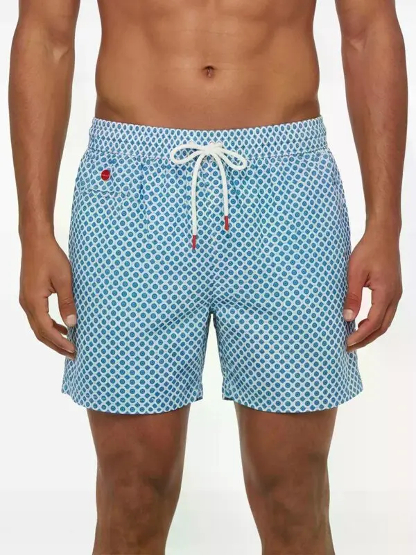 Kiton Geometric-print Swim Shorts - White