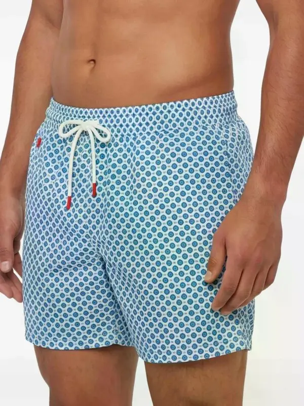 Kiton Geometric-print Swim Shorts - White