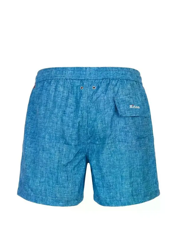 Kiton Crosshatch-print Swim Shorts - Blue