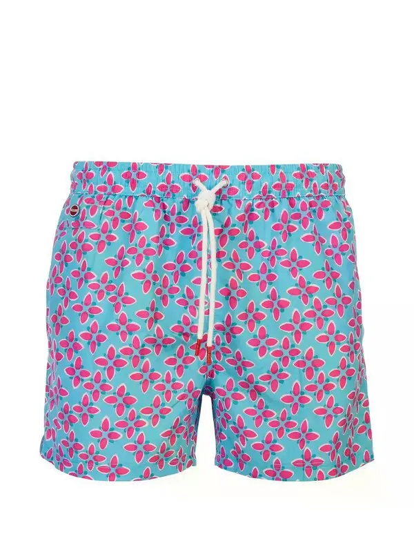 Kiton Geometric-print Swim Shorts - Blue
