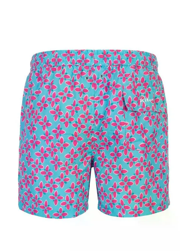Kiton Geometric-print Swim Shorts - Blue