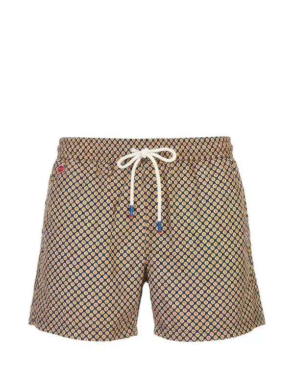 Kiton Geometric-print Swim Shorts - Blue