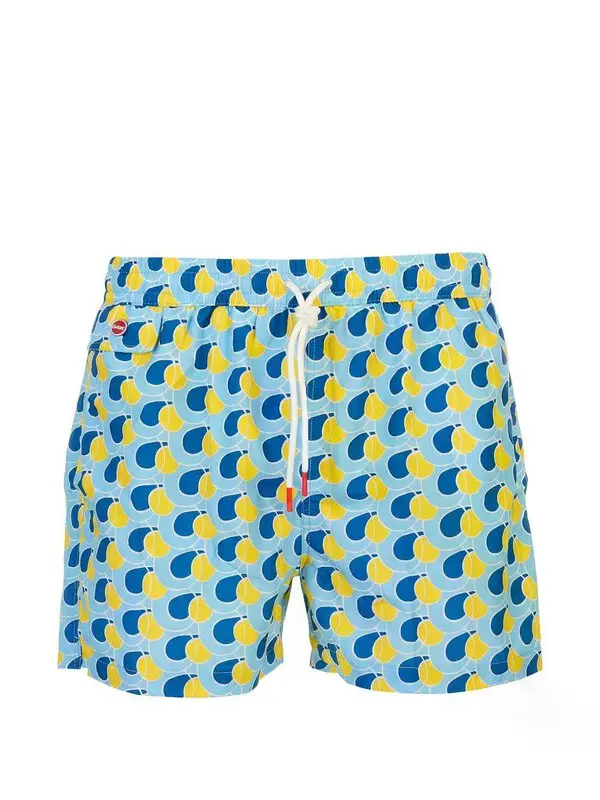 Kiton Abstract-print Swim Shorts - Blue