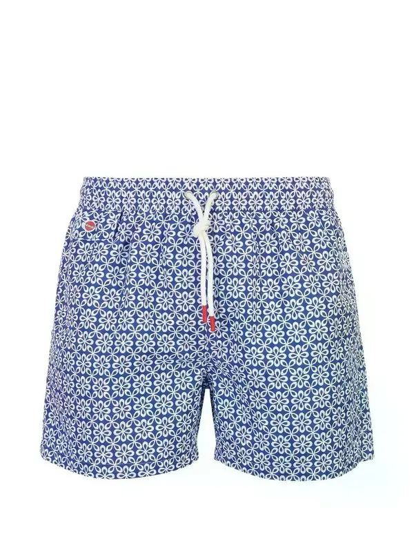 Kiton Floral-print Swim Shorts - Blue