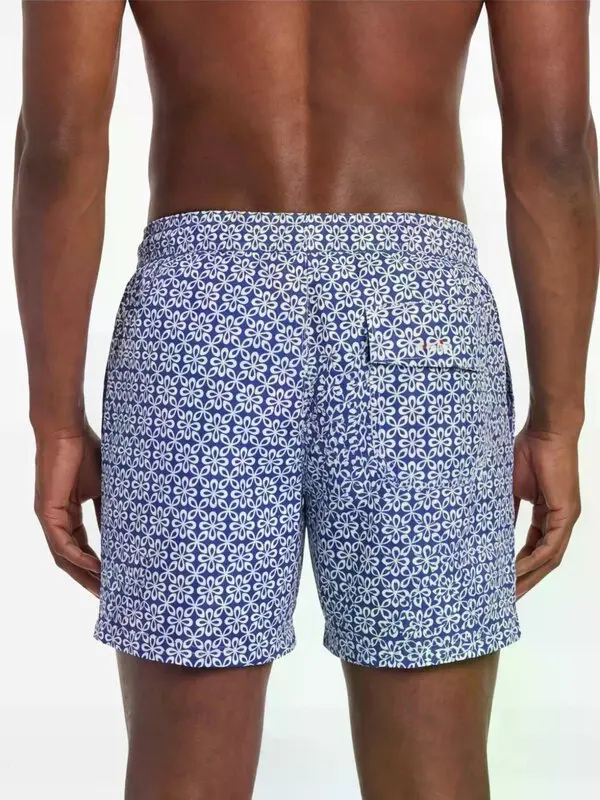 Kiton Floral-print Swim Shorts - Blue