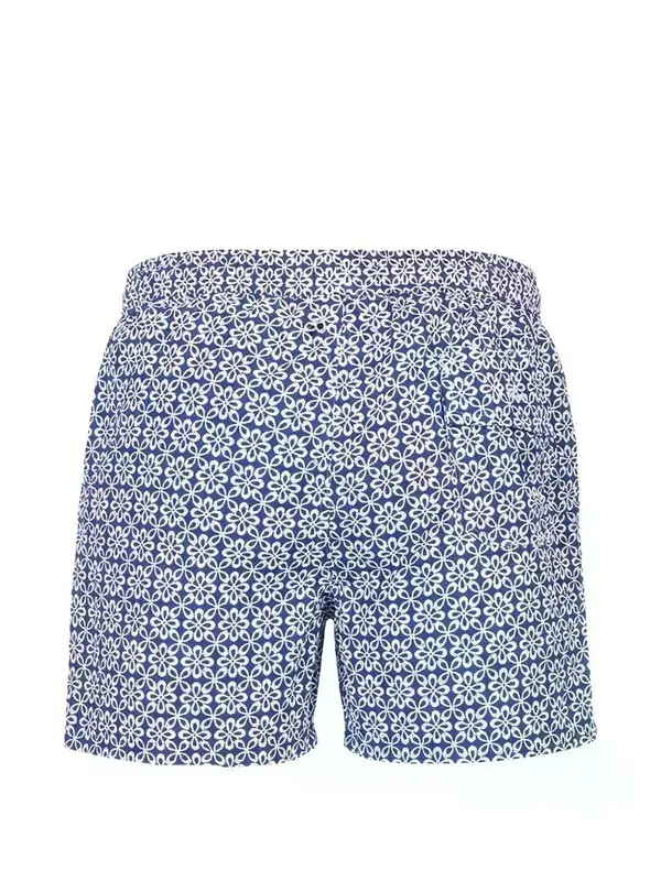 Kiton Floral-print Swim Shorts - Blue