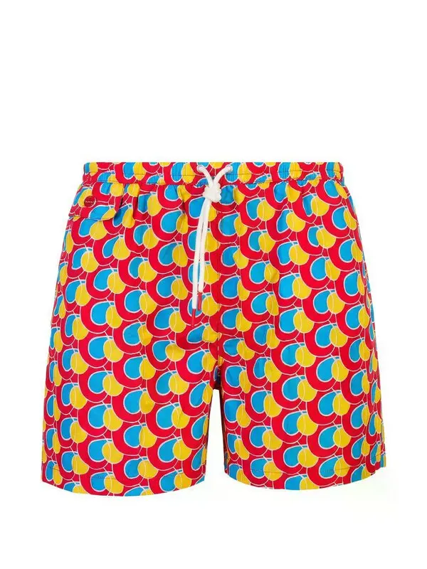 Kiton Geometric-print Swim Shorts - Red
