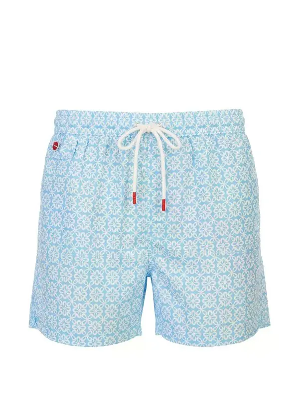 Kiton Floral-print Swim Shorts - Blue