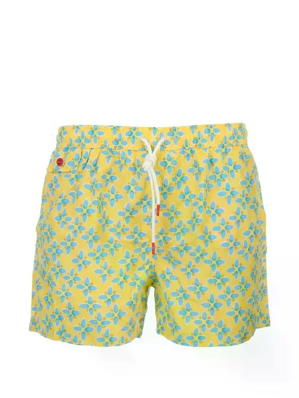Kiton Floral-print Swim Shorts - Yellow